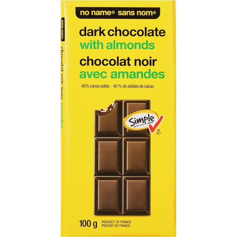 No Name Dark Chocolate with Almonds, 100g – SipStop Direct