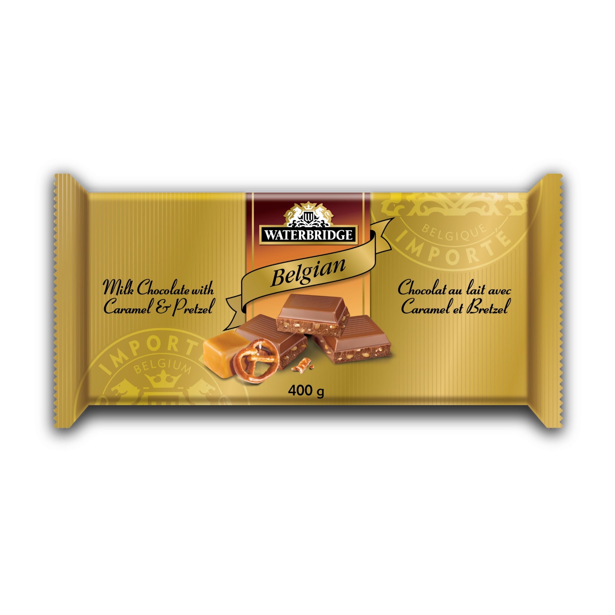 Waterbridge Chocolate Bar, Milk Chocolate with Caramel & Pretzel, 400g ...